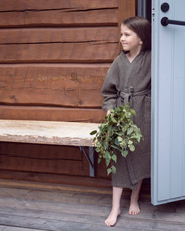 Sauna robe for kids, brown | Rento – Nordic sauna