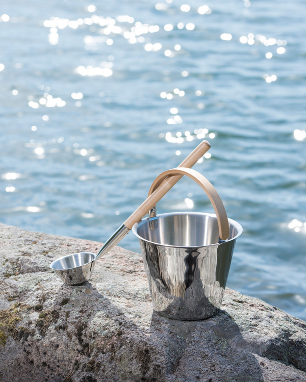 Sauna bucket 5 l + ladle, steel | Rento – Nordic sauna